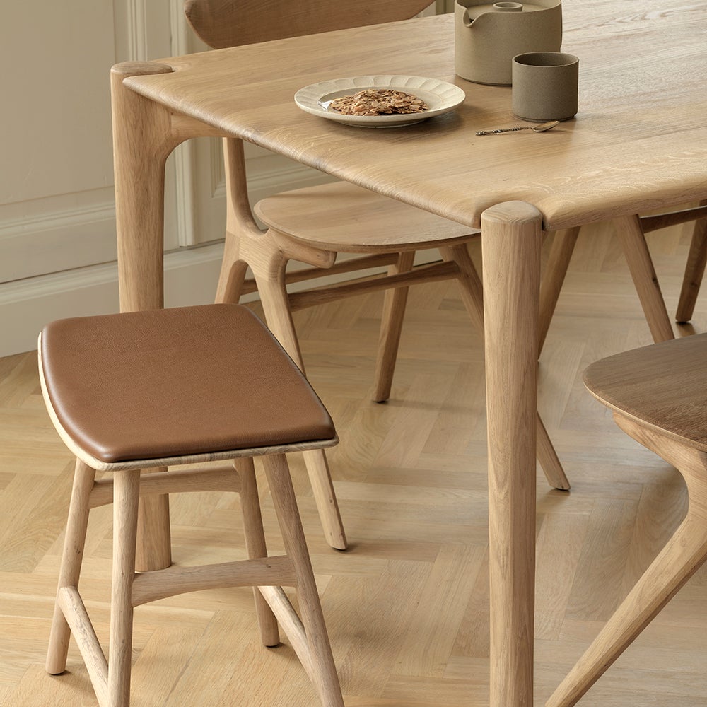 Ethnicraft Osso jakkara Oak/Cognac leather | Osta osoitteesta Hulténs